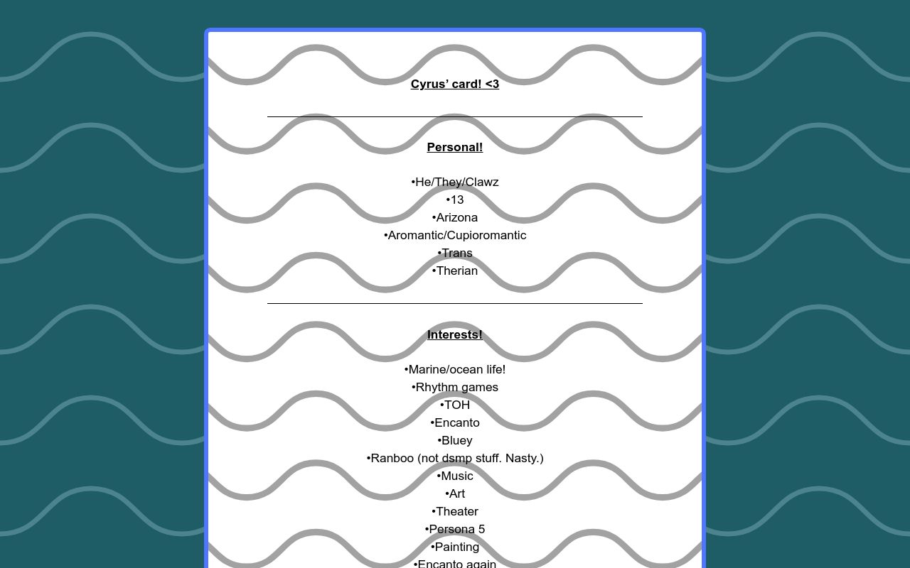 Cyrus’ Card!